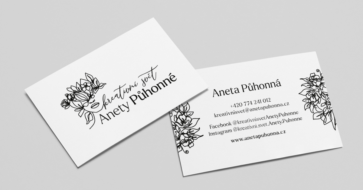 Logo a vizitka Aneta Půhonná • Agentura maveb